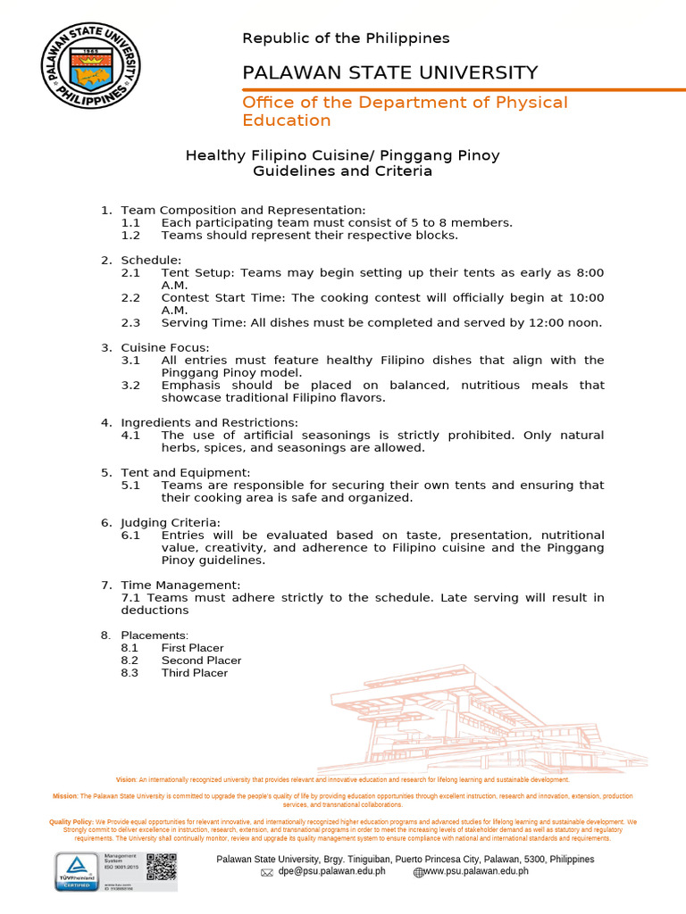 Cooking Contest Guidelines 2024 | PDF | Philippines | Cuisine