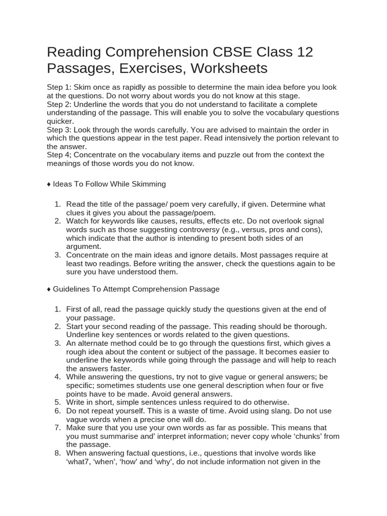 Reading Comprehension CBSE Class 12 Passages | PDF | Air Pollution ...