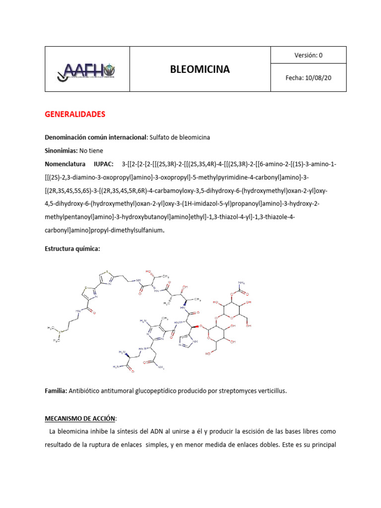 Bleomicina: Mecanismo y Usos Clínicos | PDF | Medicina CLINICA ...