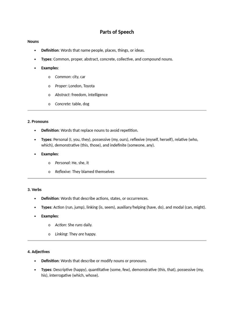 Parts of Speech | PDF | Part Of Speech | Noun
