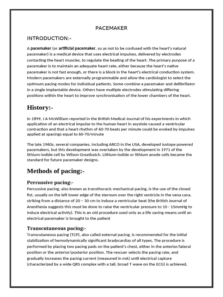 PACEMAKER | PDF | Artificial Cardiac Pacemaker | Heart