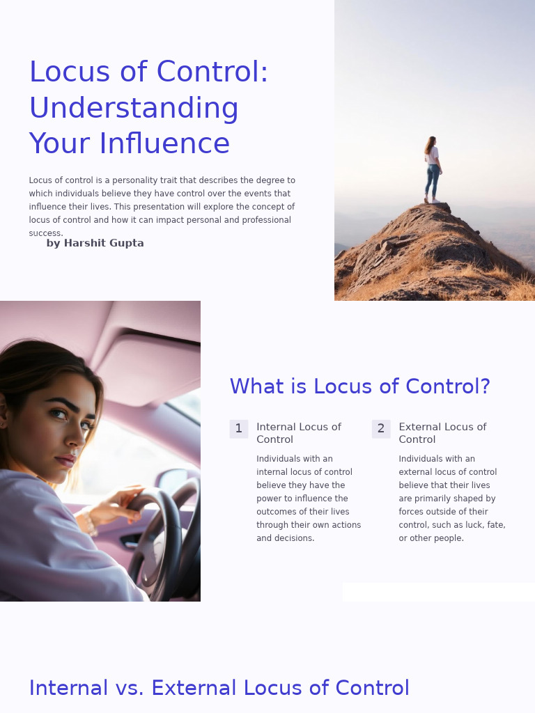 Locus of Control Understanding Your Influence | PDF | Cognitive Science | Organizational Behavior