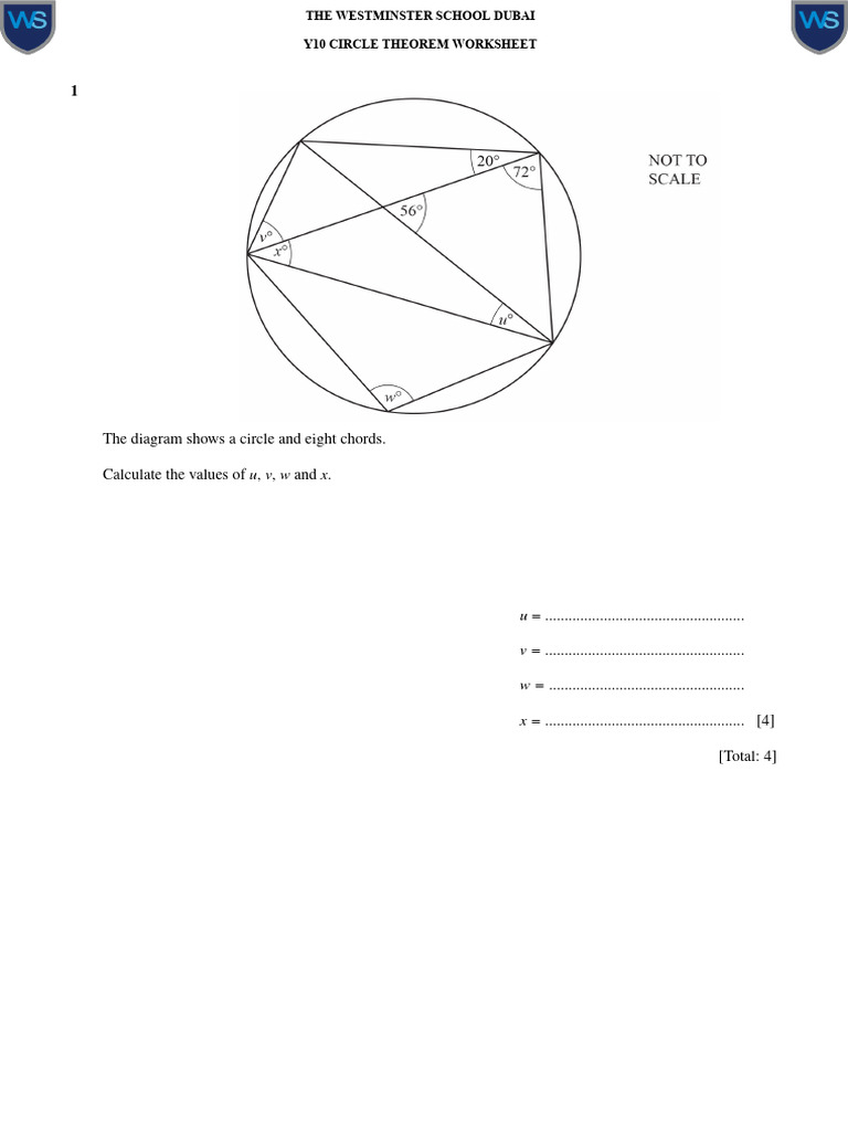 Circle Theorem Worksheet Y10 | PDF | Circle | Angle