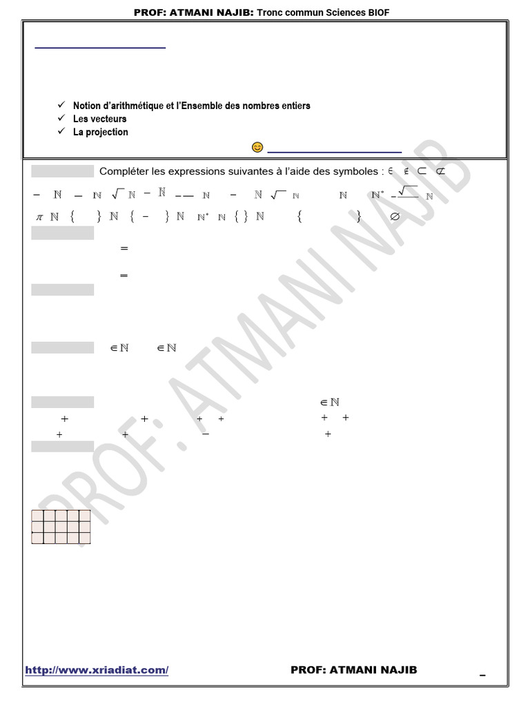 Tronc commun Sciences BIOF - Prof. Atmani Najib | PDF | Nombre | Nombre ...
