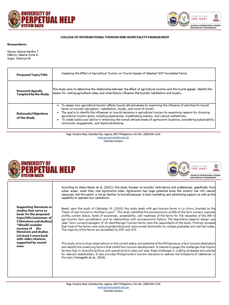 Research Backup Title Revised 2.0 | PDF | Tourism | Marketing