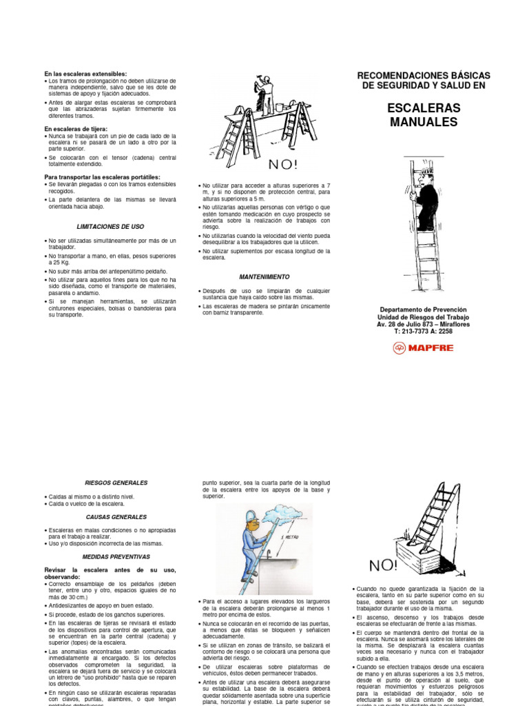 Recomendaciones Basicas de Seguridad y Salud en Escaleras Manuales | PDF | Escalera