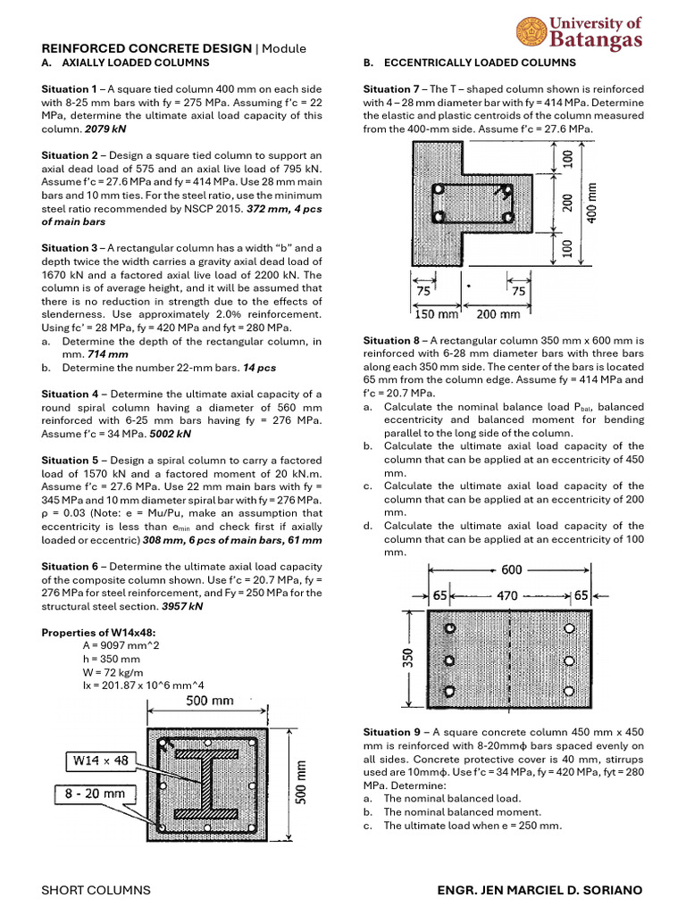 Short Columns Probsets | PDF | Column | Materials