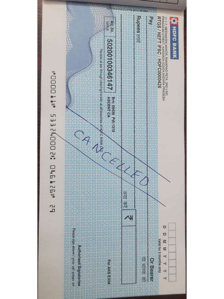 Cancelled Cheque PDF | PDF