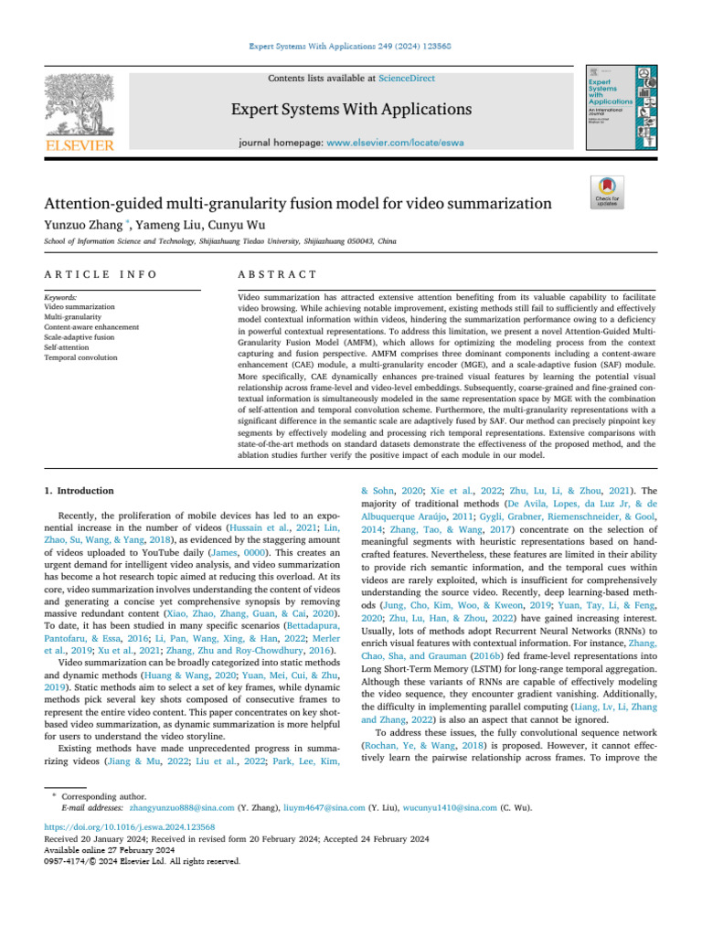 Attention-Guided Multi-Granularity Fusion Model For Video Summarization | PDF | Attention ...