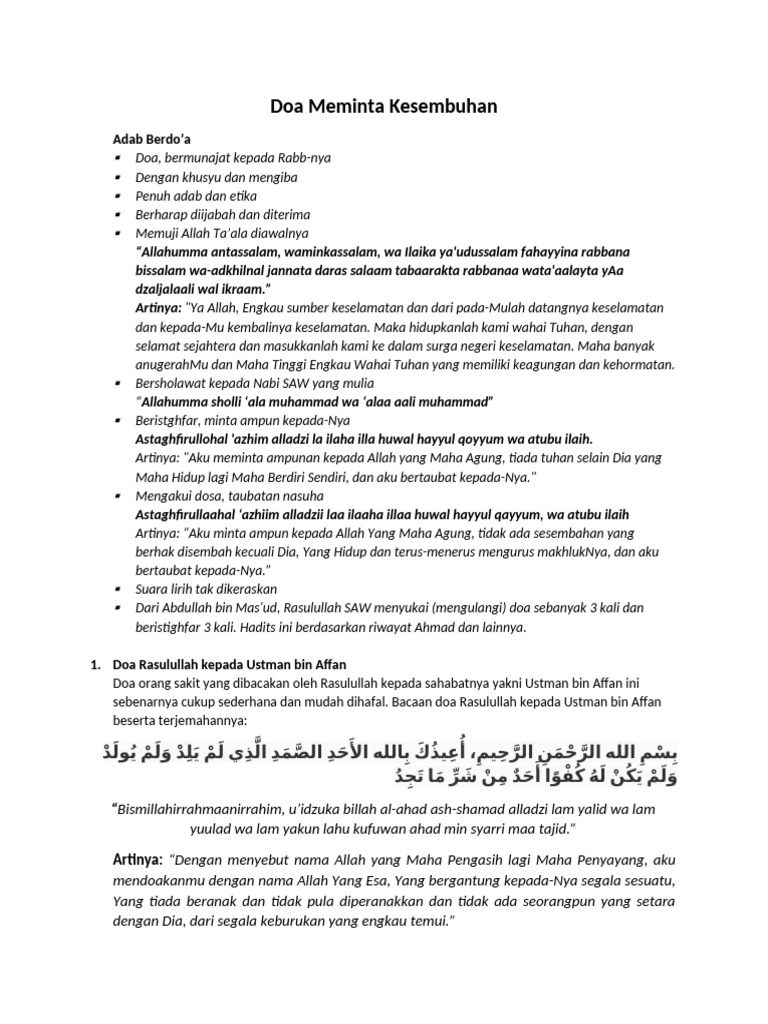 Doa Meminta Kesembuhan | PDF
