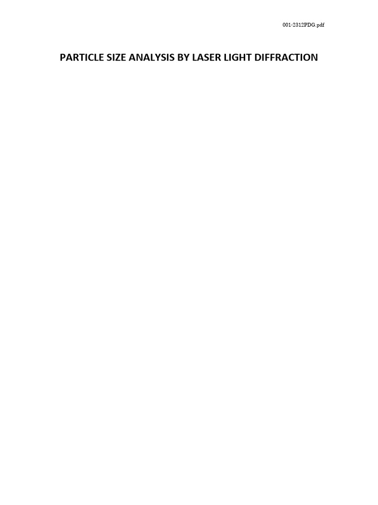 Particle Size Analysis by Laser Light Diffraction: 001-2312PDG PDF | PDF | Particle Size ...