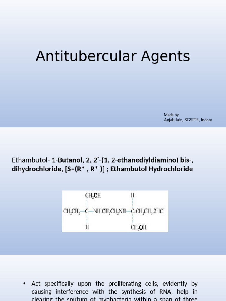 Overview of Antitubercular Agents | PDF | Mycobacterium Tuberculosis ...