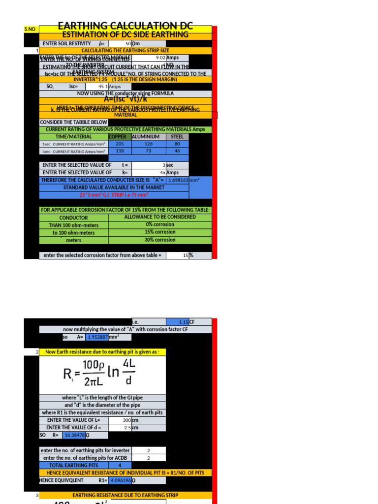 Earthing Calculation | PDF | Electrical Conductor | Corrosion
