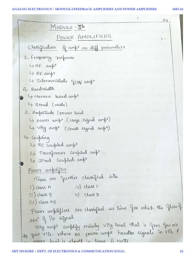 Power Amplifiers Notes | PDF | Electronics | Amplifier