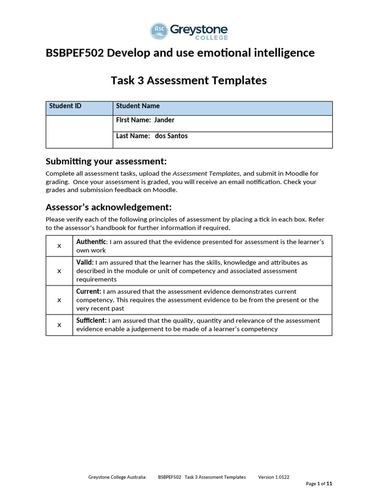 BSBPEF502 Task 3 Assessment Templates V1.0122 2 | PDF | Reading ...