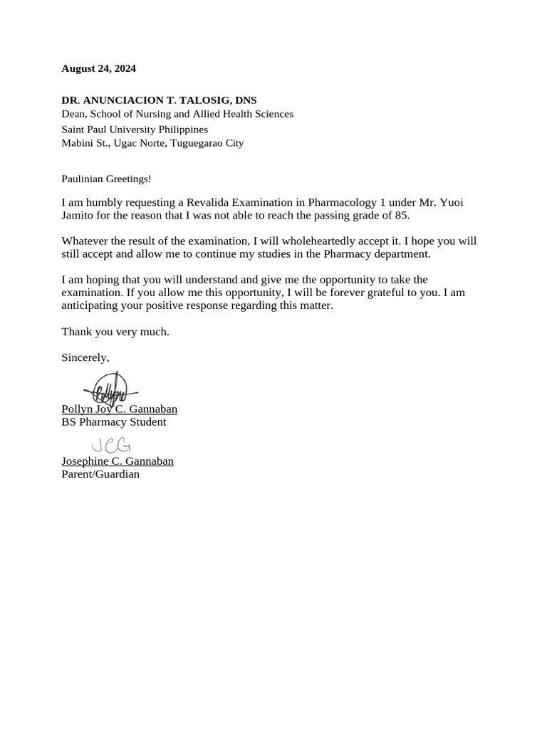 Revalida Letter | PDF