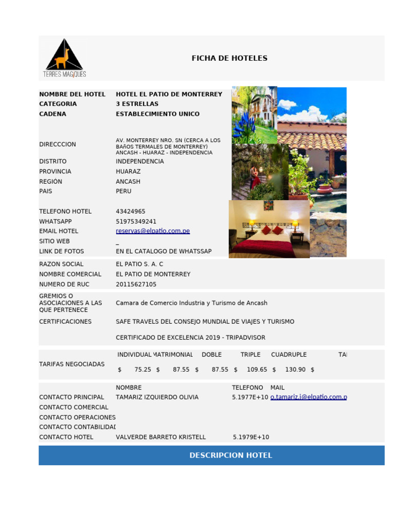 Ficha Hoteles Completa | PDF | Hotel | Edificios y estructuras