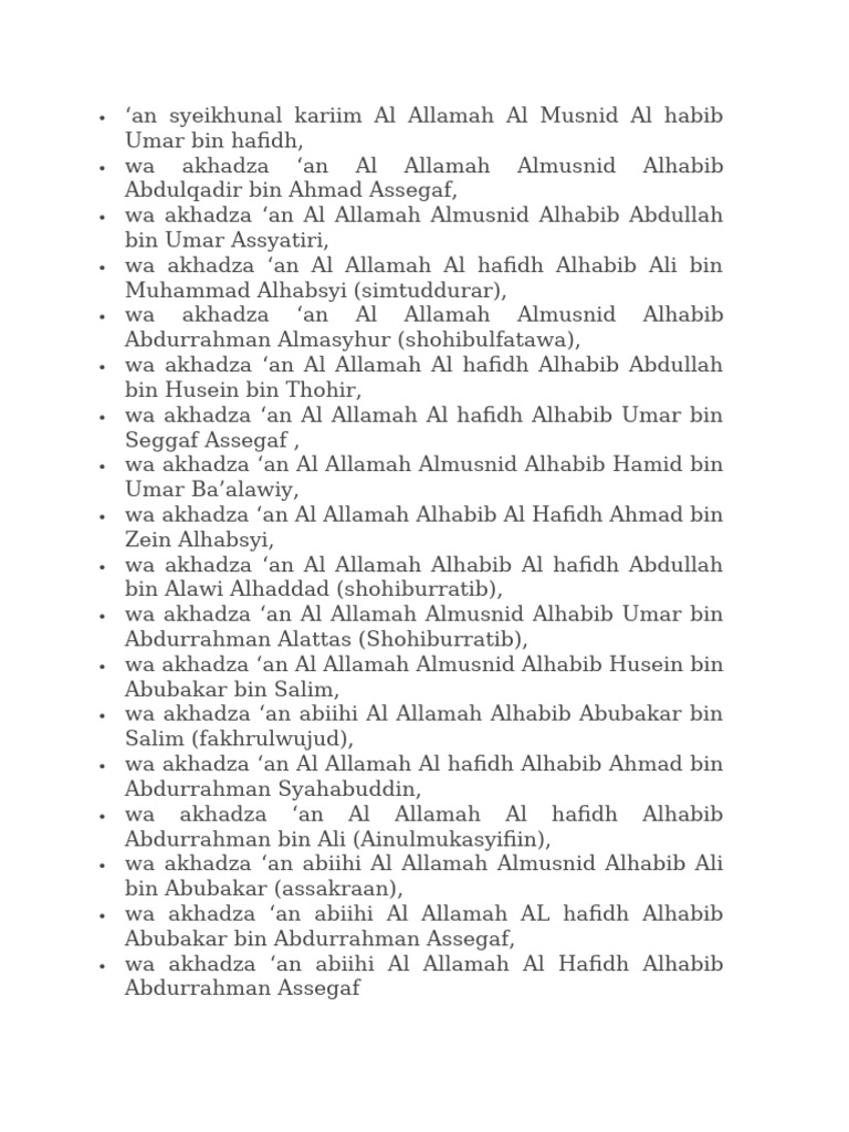 SANAD Al Allamah Al Musnid Al Habib Umar Bin Hafidh | PDF | Muhammad ...