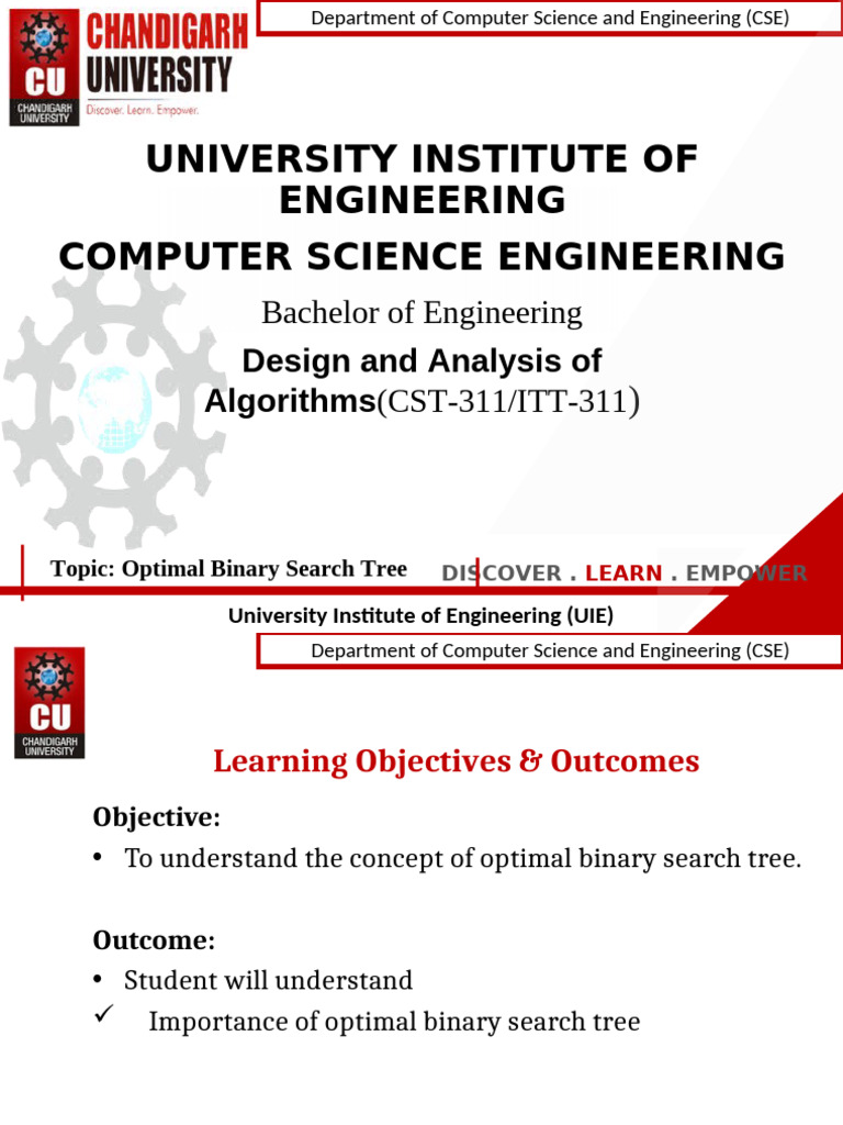 Optimal Binary Search Tree Guide | PDF | Dynamic Programming | Computer ...