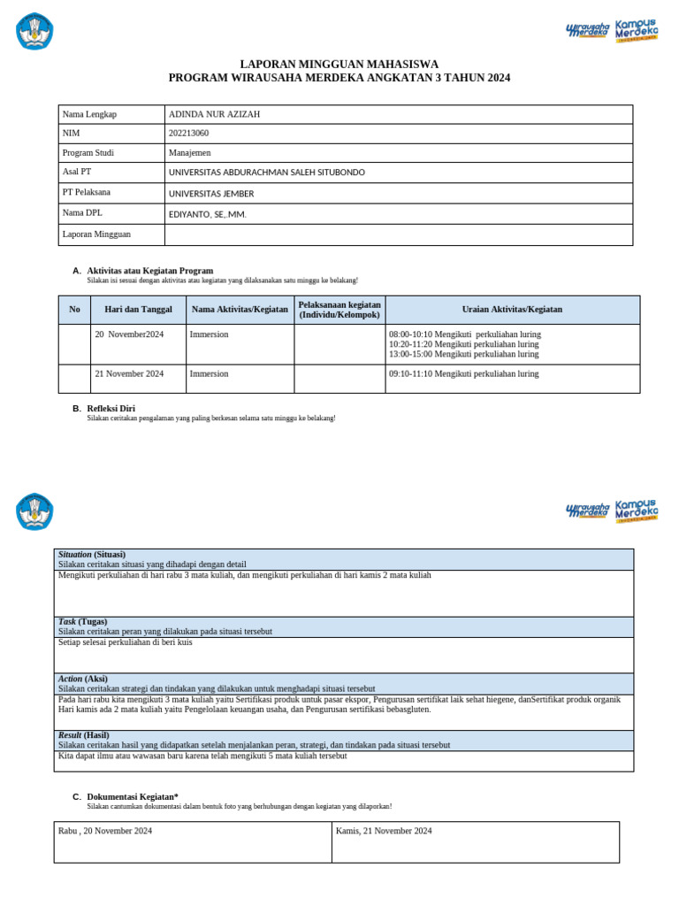 Logbook Minggu 1 (Luring) Adinda | PDF