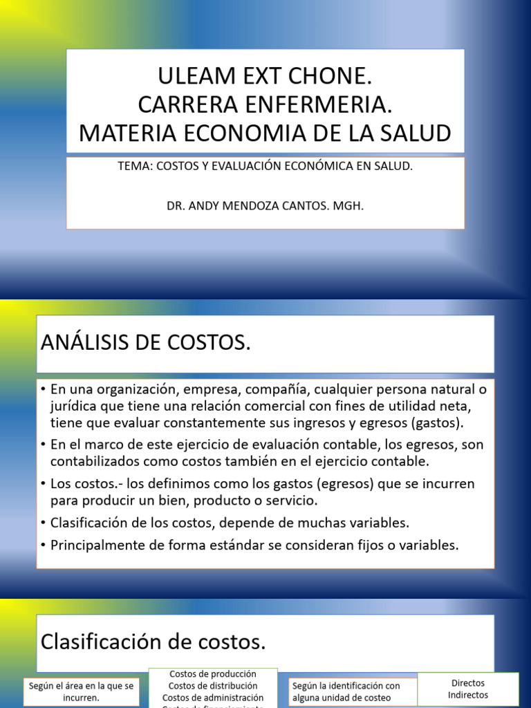 Costos y Evaluación Económica en Salud | PDF | Contabilidad | Costo