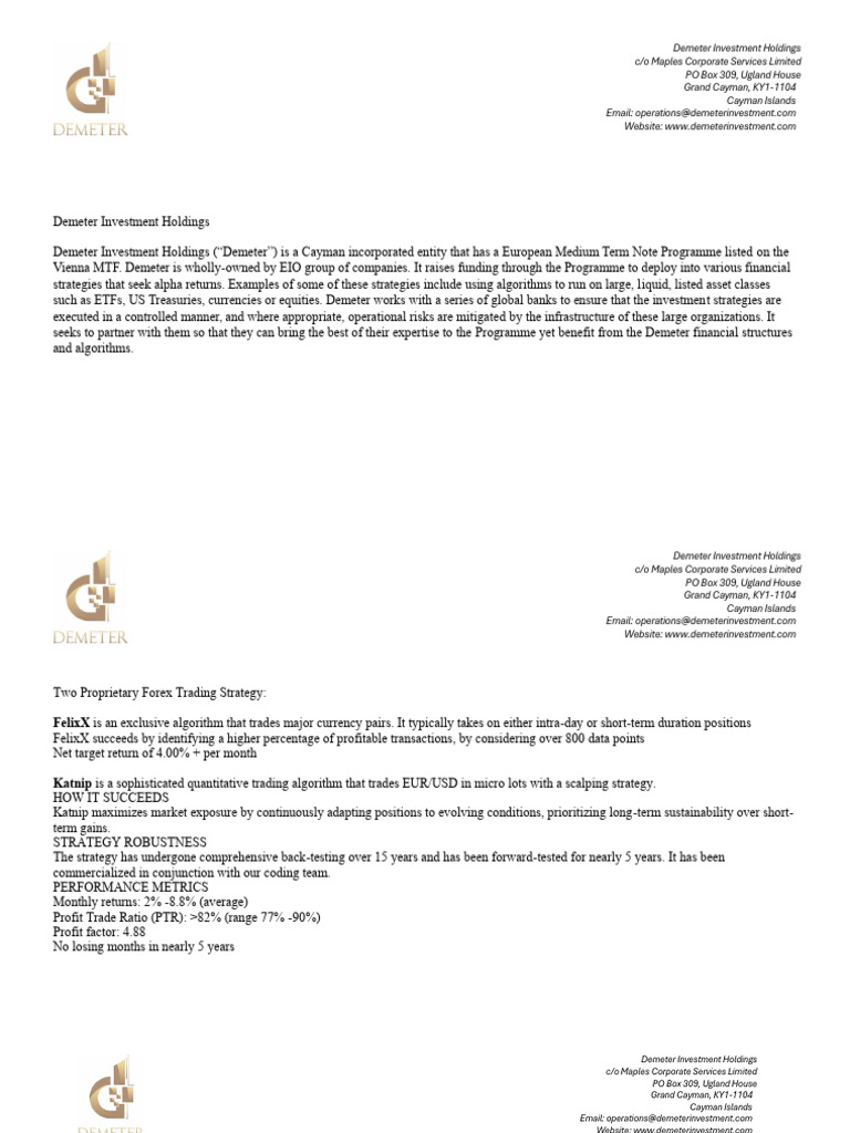 Executive Summary - Demeter Investment Holdings | PDF | Investing ...