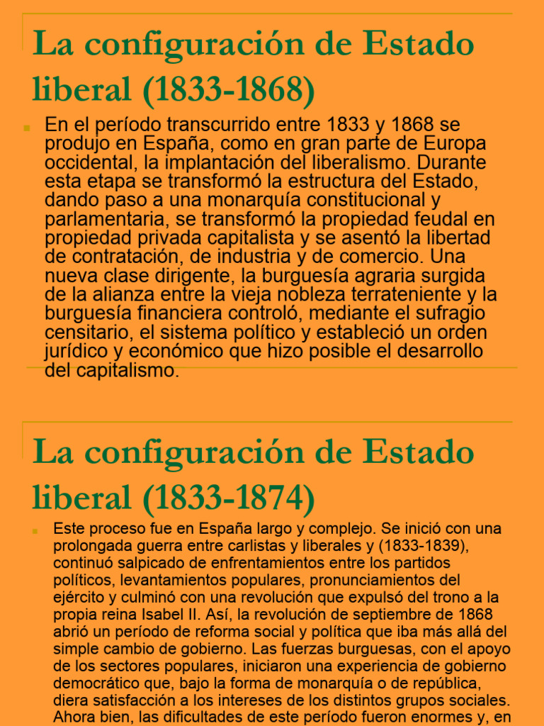 La Configuración de Estado Liberal (1833-1868) | PDF | Constitución ...