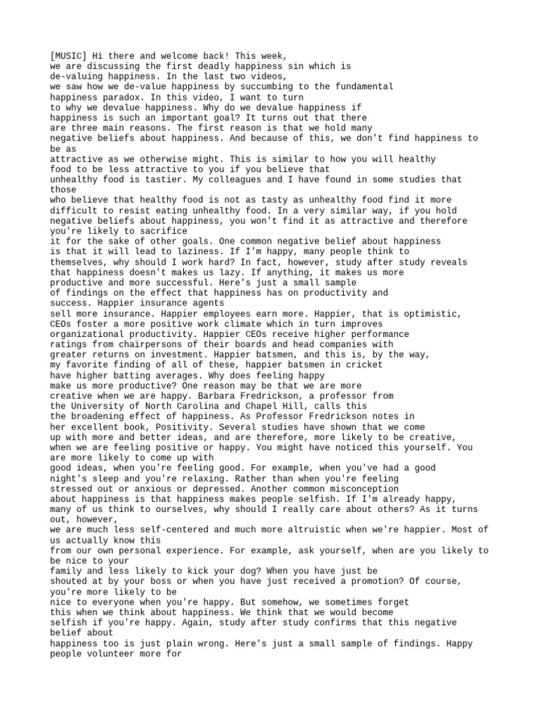 8 Reasons For Devaluating Happiness | PDF | Happiness | Psychology