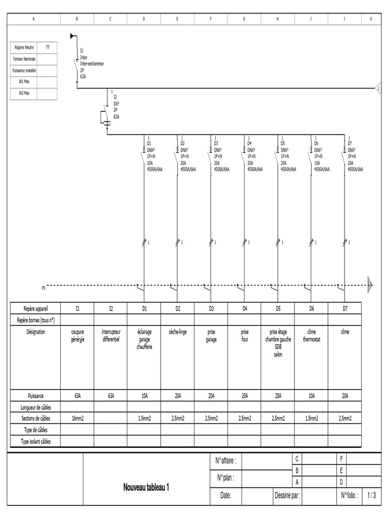 Tableau électrique : Répartition des circuits | PDF | Équipements ...