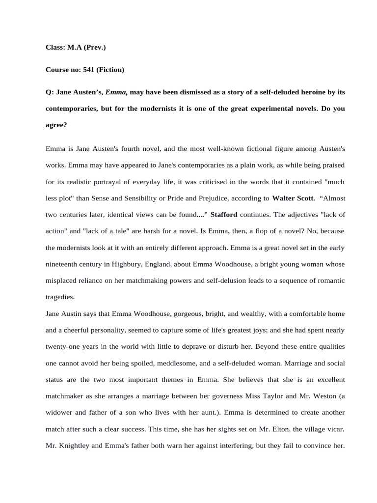 University Assignments | PDF | Emma (Novel)