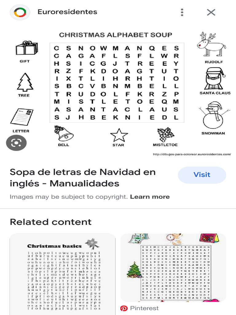 Sopa de Letras de Navidad para Niños - Google Search | PDF