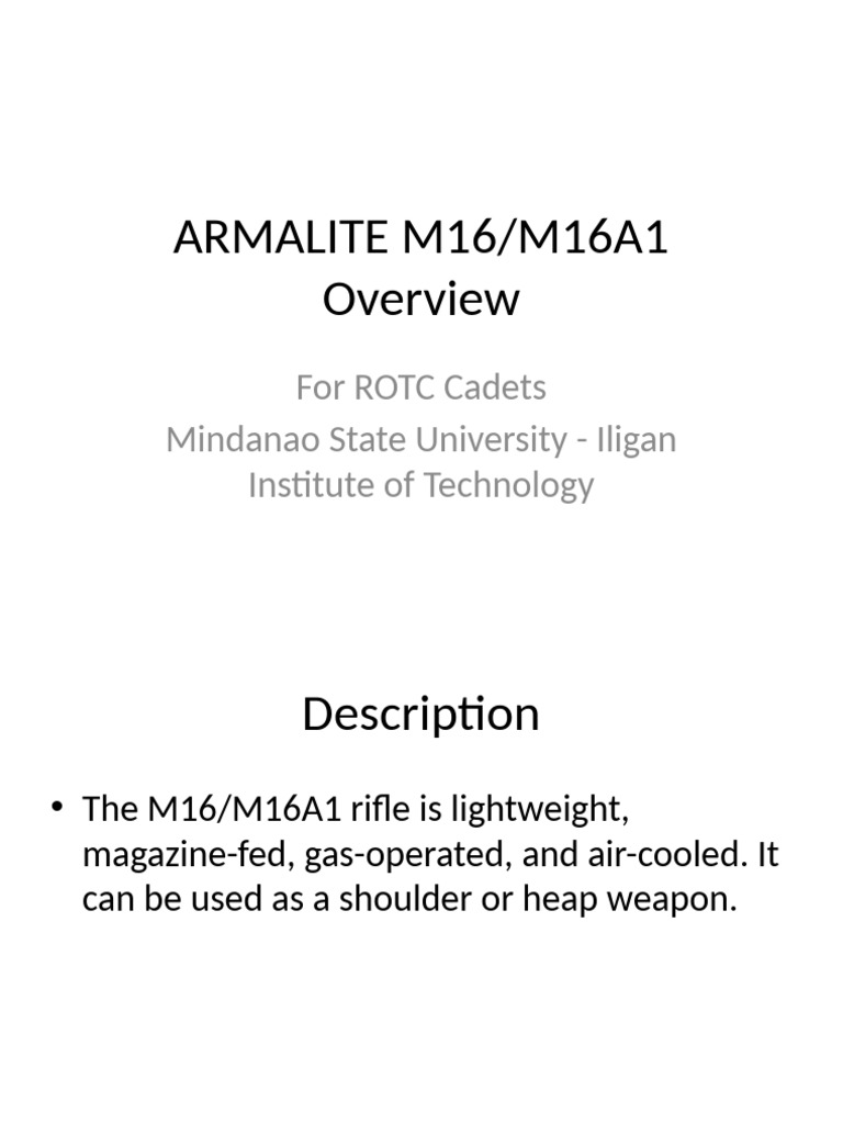 M16/M16A1 Rifle Overview for ROTC | PDF