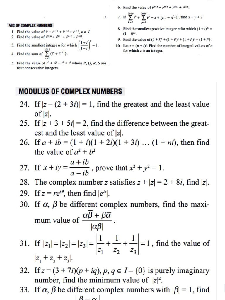 Mega DPP Complex Numbers | PDF | Complex Number | Abstract Algebra