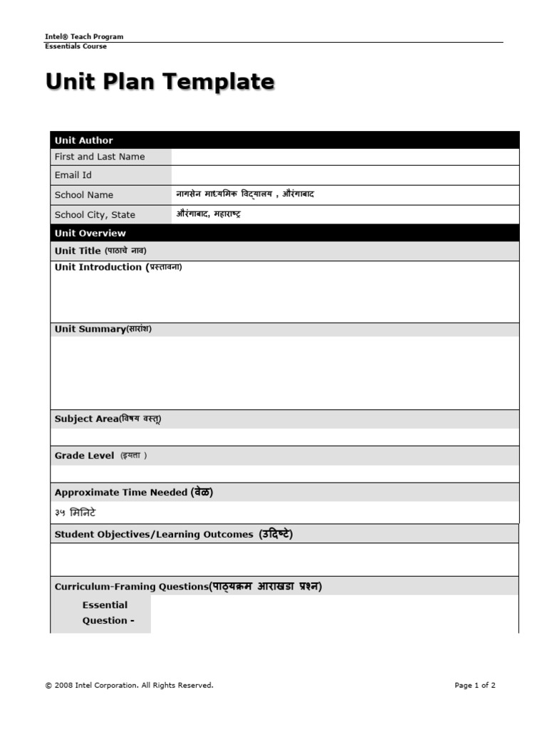 Blank Unit Plan Template 2020-21 | PDF | Internet | World Wide Web