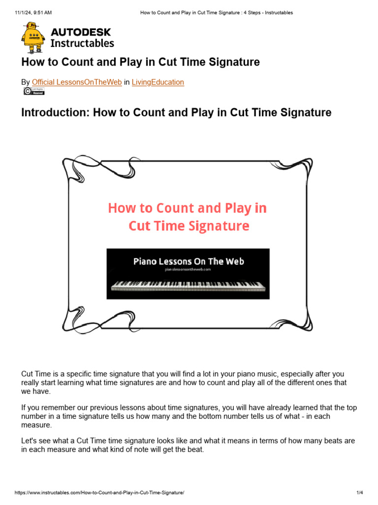 How To Count and Play in Cut Time Signature - 4 Steps - Instructables ...