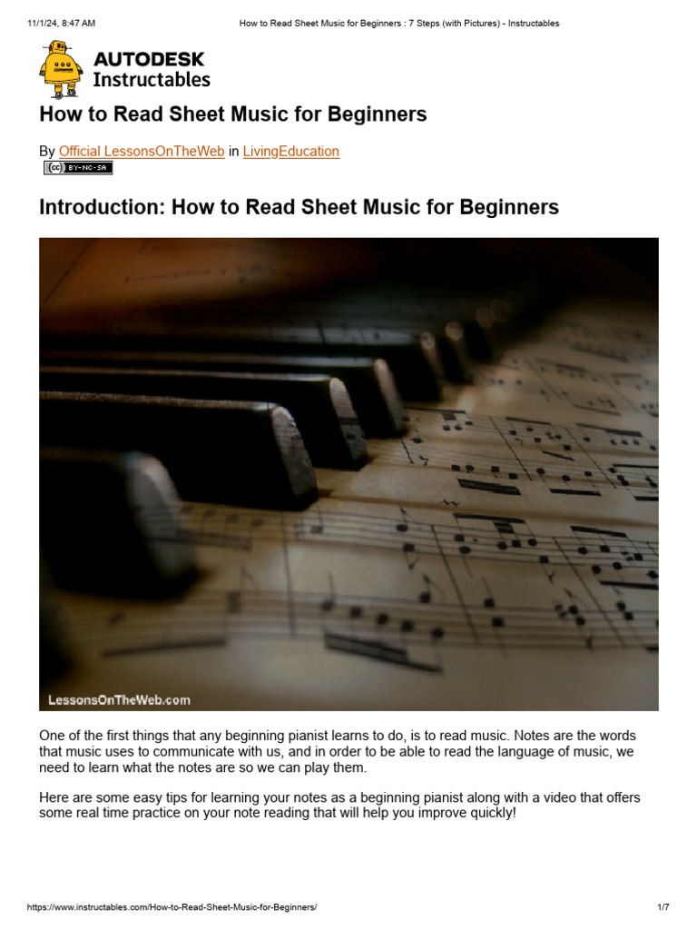 Beginner's Guide to Reading Sheet Music | PDF | Clef | Pitch (Music)