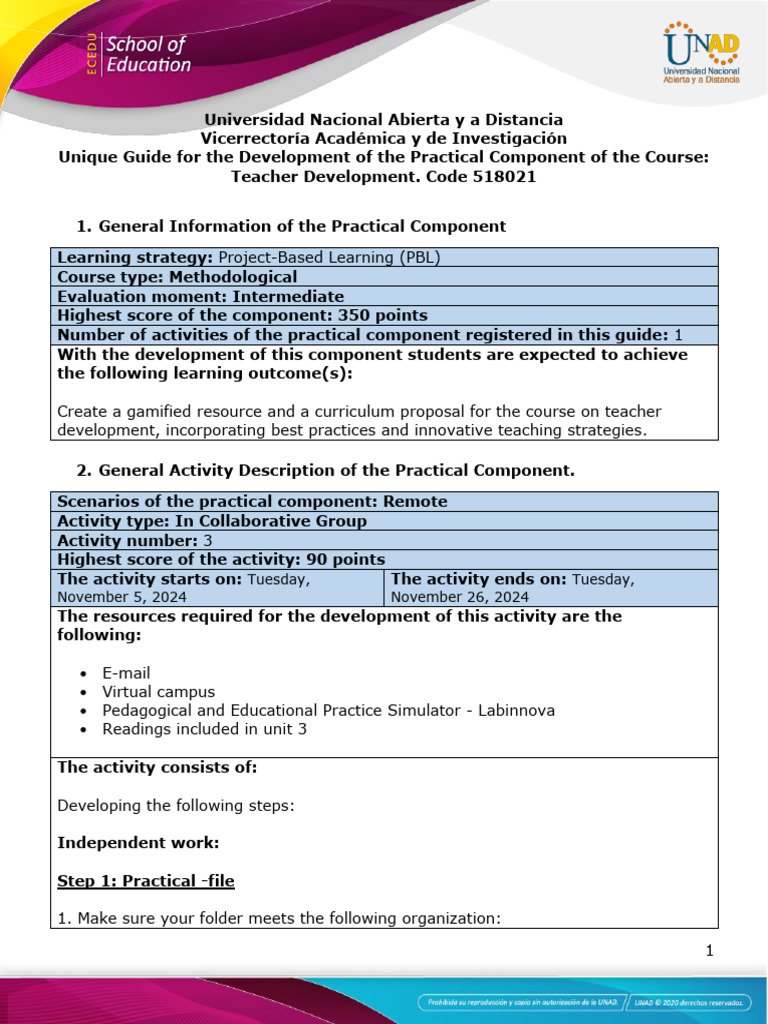 Guide For The Development of The Practical Component and Evaluation ...