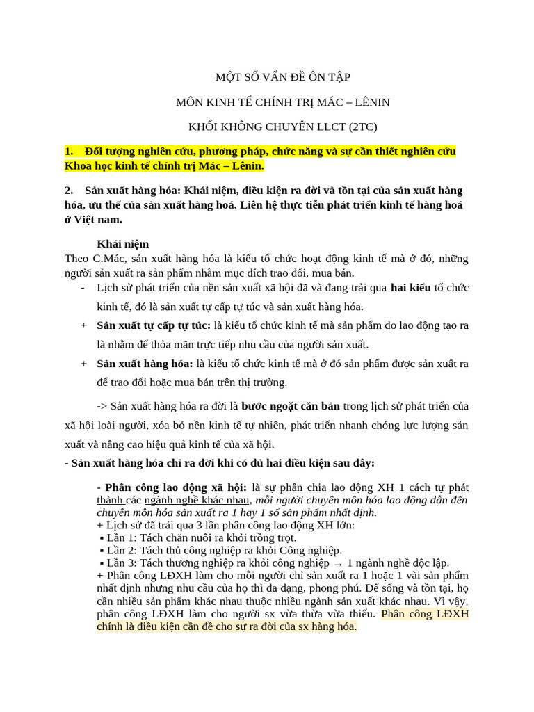 ĐC KTCT MLN chỉnh sửa | PDF