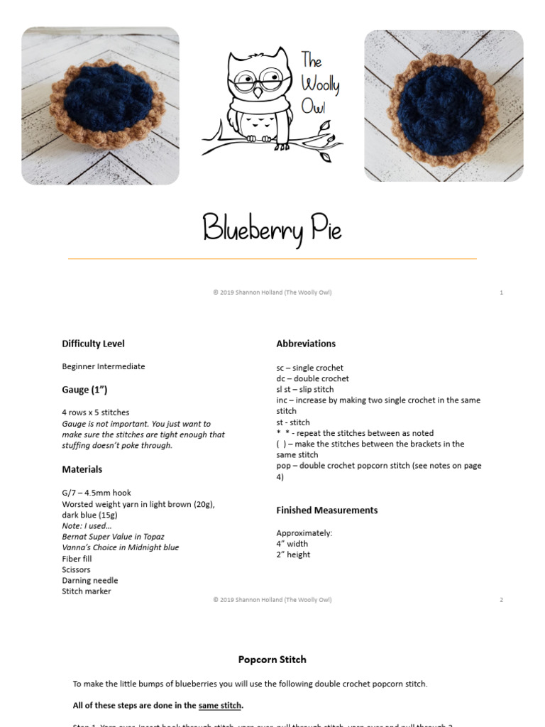 Blue Berry Pie Crochet Pattern | PDF | Crochet | Yarn