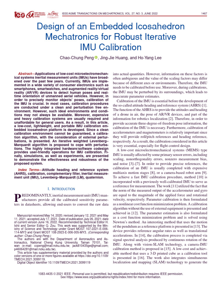 Design Of An Embedded Icosahedron Mechatronics For Robust Iterative Imu Calibration Pdf