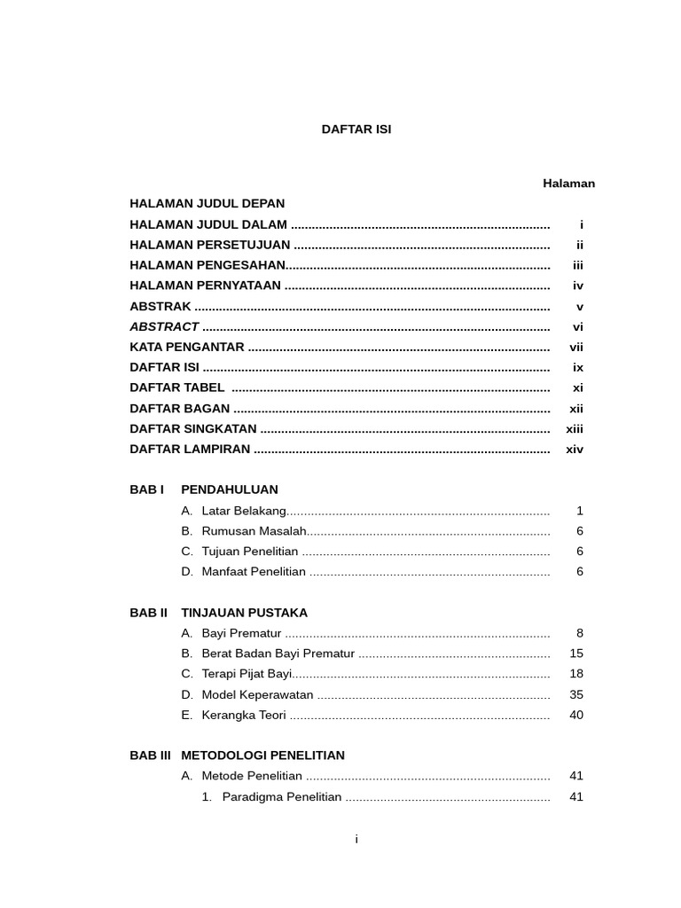 Daftar Isi, Tabel, Bagan, Singkatan, Lampiran | PDF