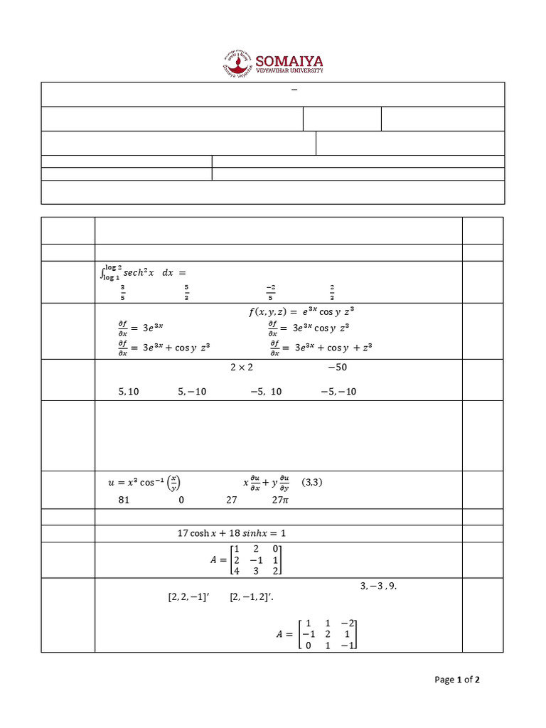 Applied Mathematics-I - 116U06C101 - ESE - FEB 22 | PDF | Eigenvalues And Eigenvectors | Matrix ...