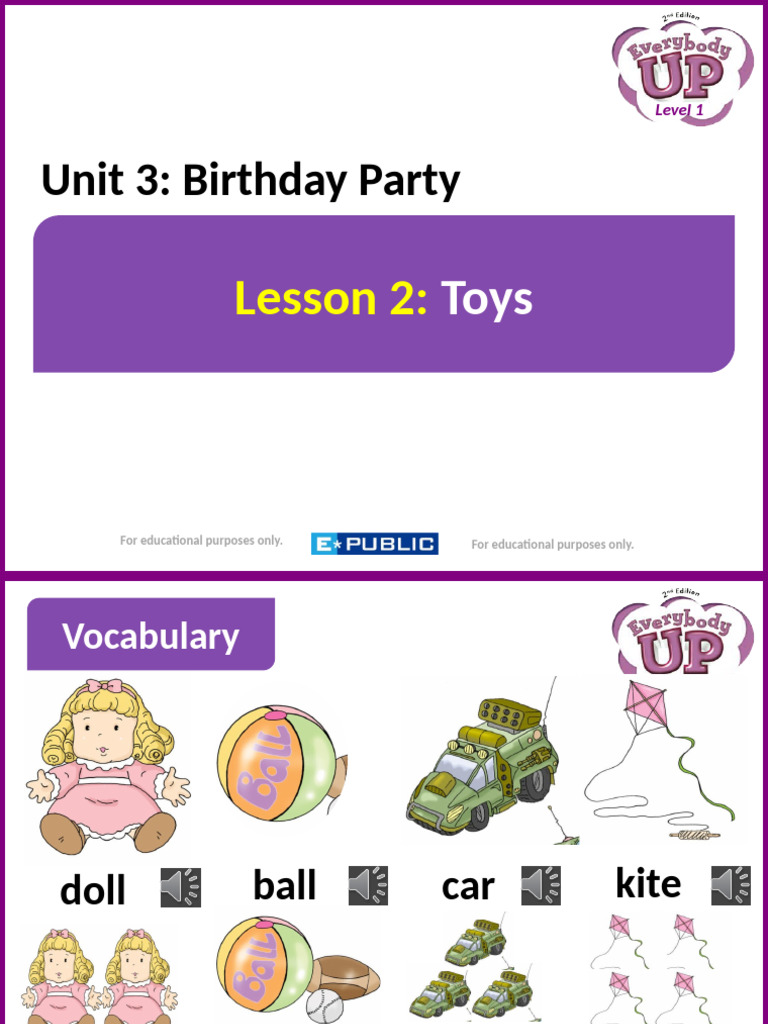 Birthday Party Toys Vocabulary Lesson | PDF