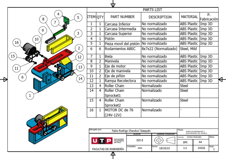 Plano de Ensamblado y Explosionado Del Modelo | PDF | Motores ...