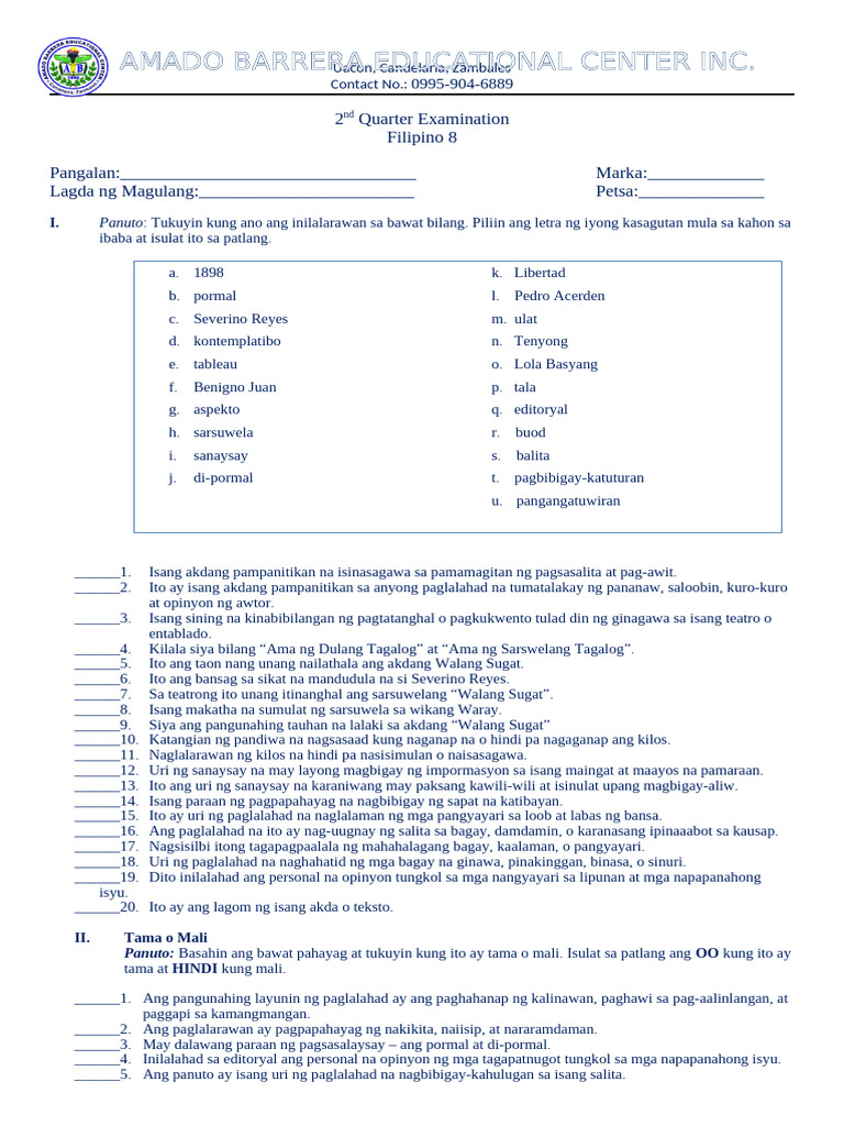 FIL 8 - Second Quarter | PDF