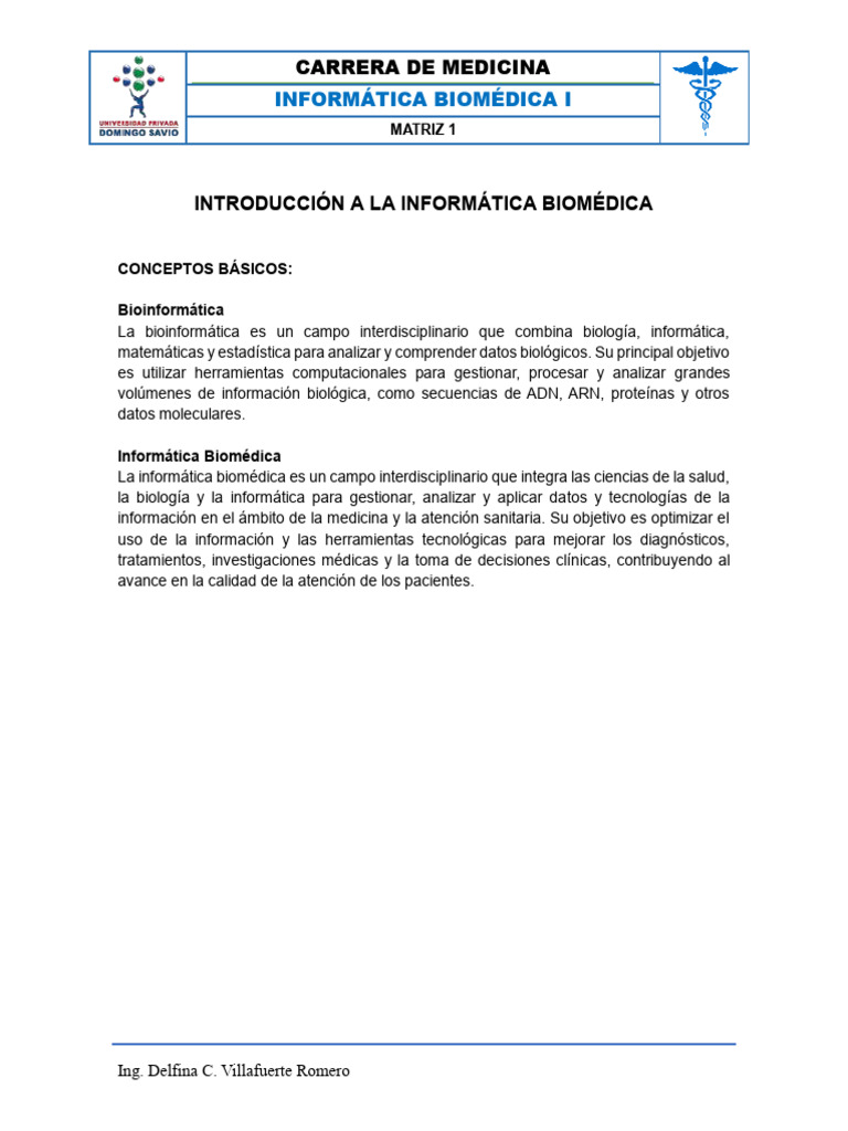 Introducción A La Informática Biomédica | PDF | Informática de salud | Informática