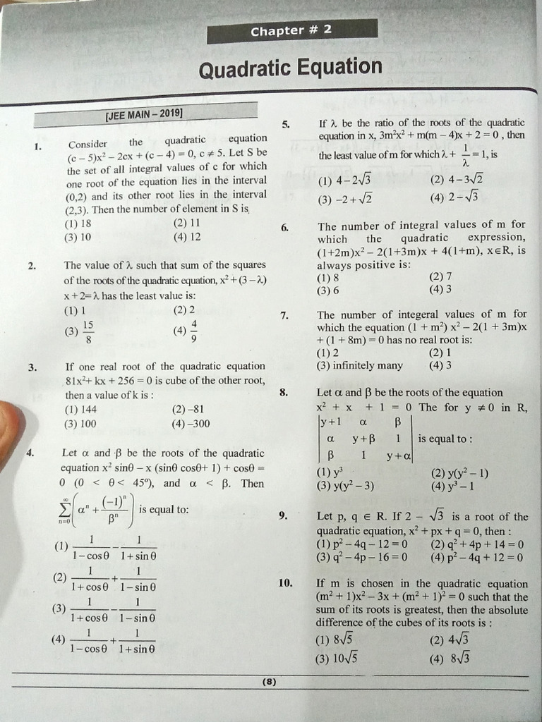 Most Important Mains Pyqs of Maths Quadratic Equations | PDF | Zero Of A Function | Quadratic ...