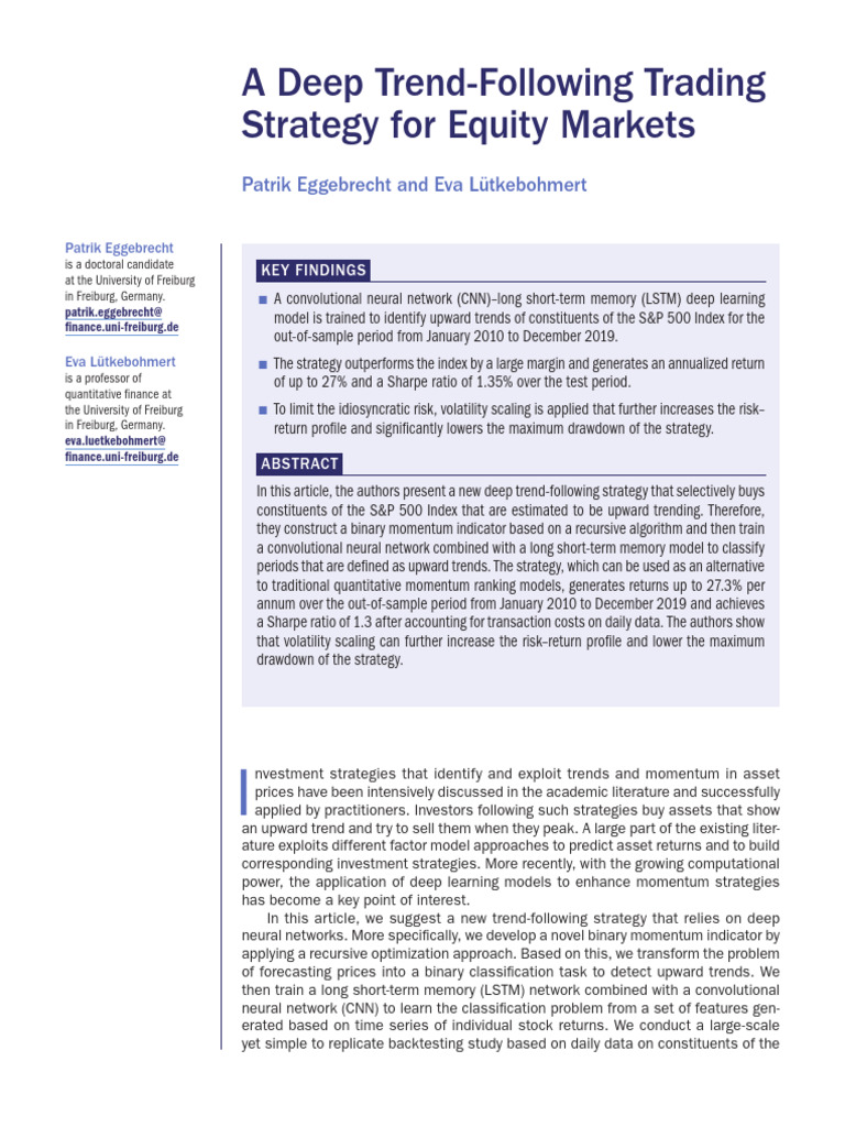 A Deep Trend-Following Trading Strategy For Equity Markets | PDF ...