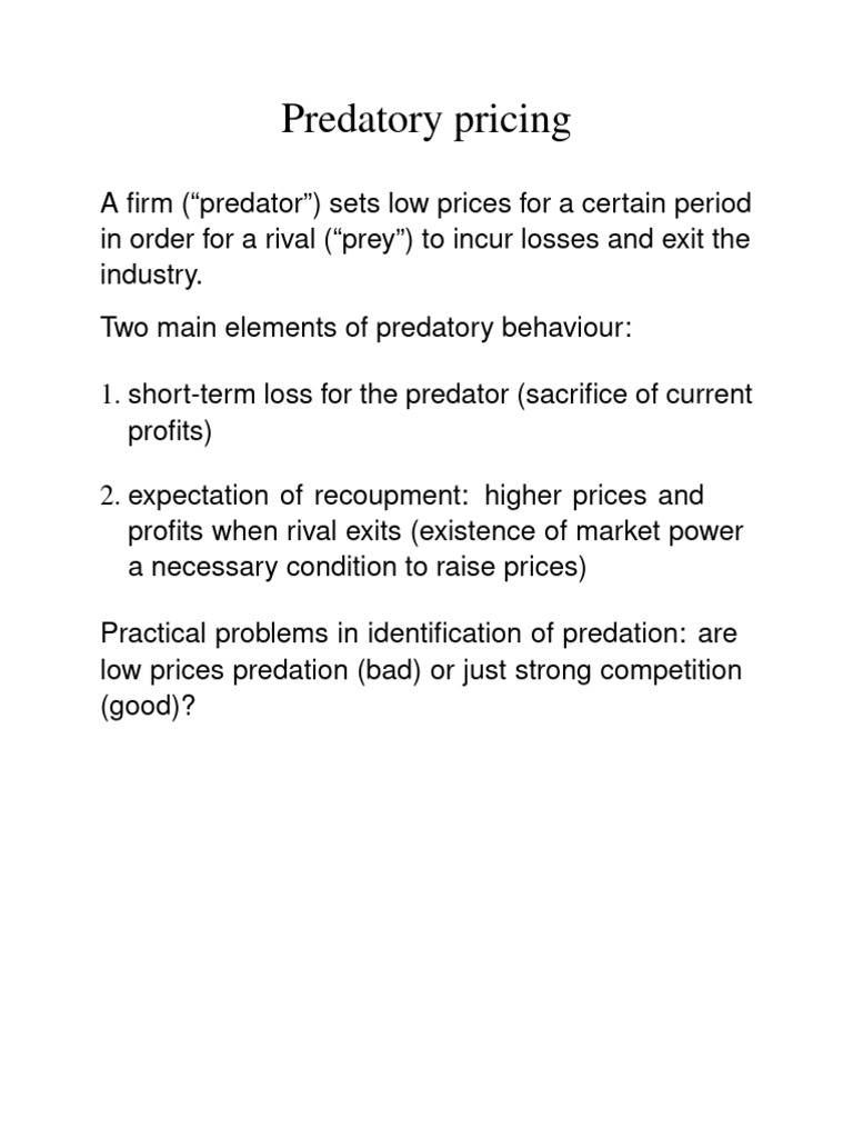 Understanding Predatory Pricing Dynamics | PDF | Profit (Economics ...