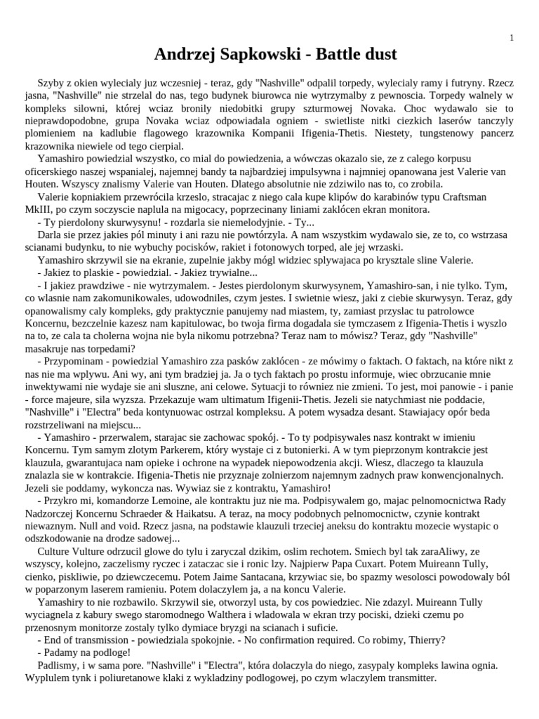 Sapkowski Andrzej - Battle Dust | PDF